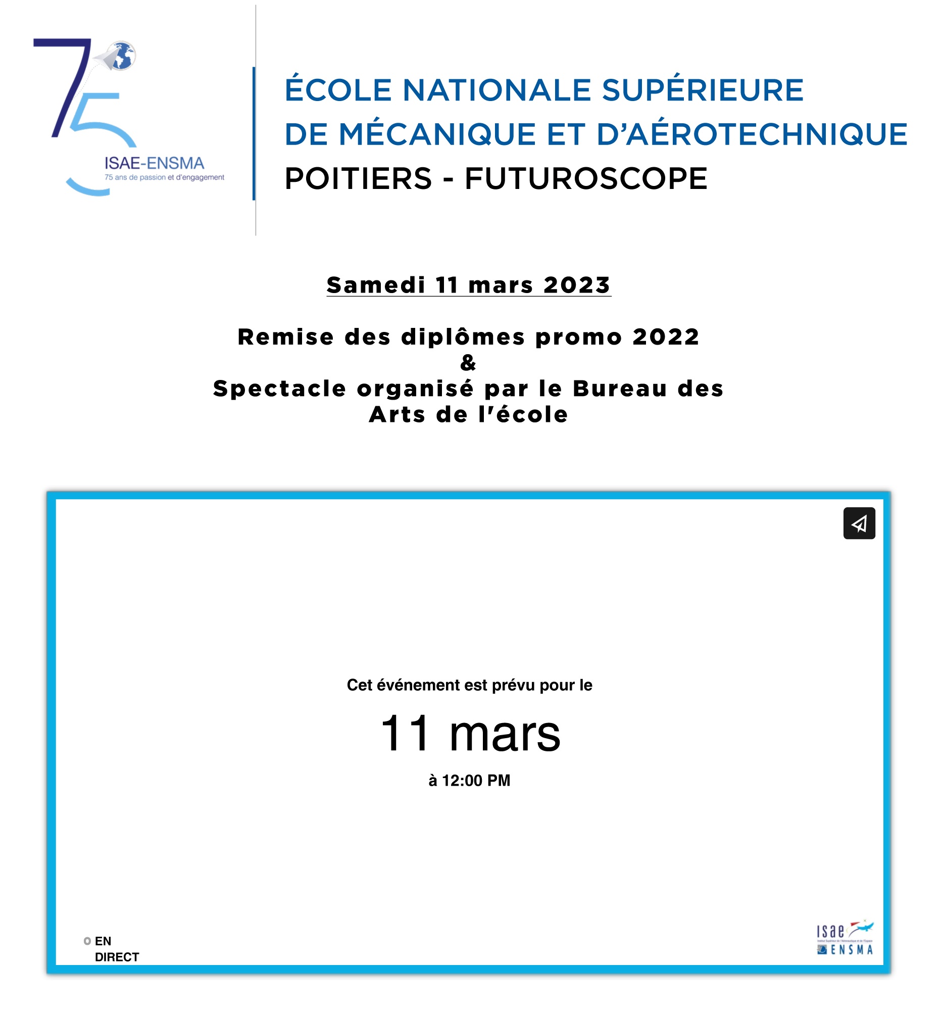 Actualités | ISAE-ENSMA // École Nationale Supérieure de Mécanique et d ...